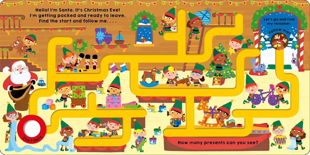 Follow Me Maze Books: Santa