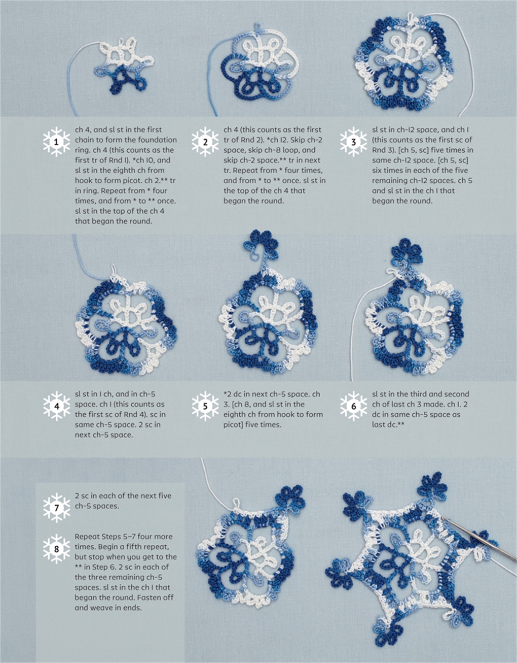 Crochet Snowflakes Step-by-Step